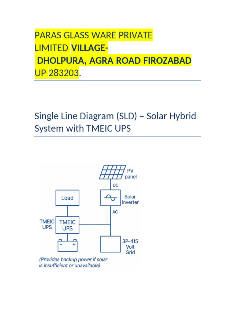 Solar Hybrid SLD Document | PDF | Solar Power | Electrical Grid
