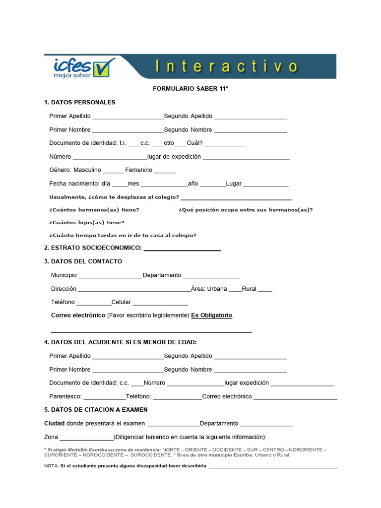 Formulario Actualizado 2025 Icfes. | PDF