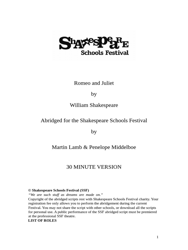 Romeo and Juliet Script WORD | PDF | Characters In Romeo And Juliet
