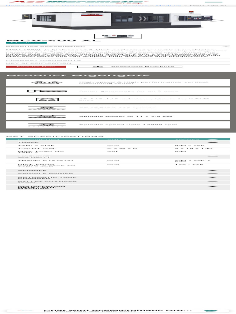 MCV-400 XL - Ace Micromatic Group | PDF