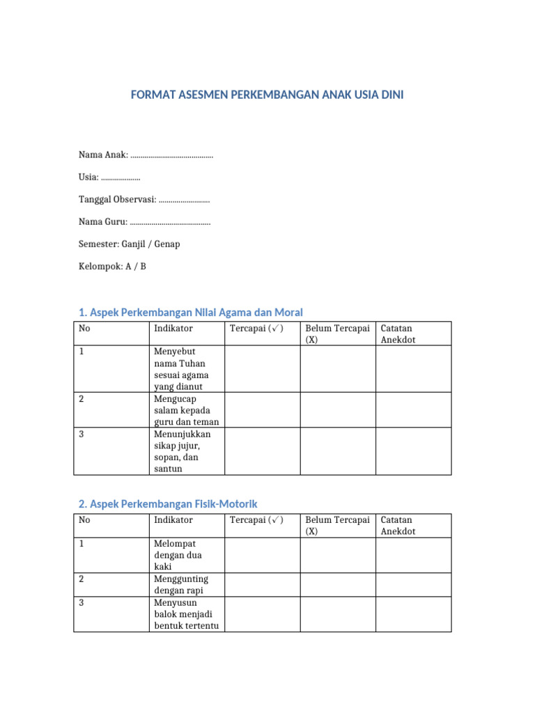 Format Asesmen Di Sekolah Saya | PDF