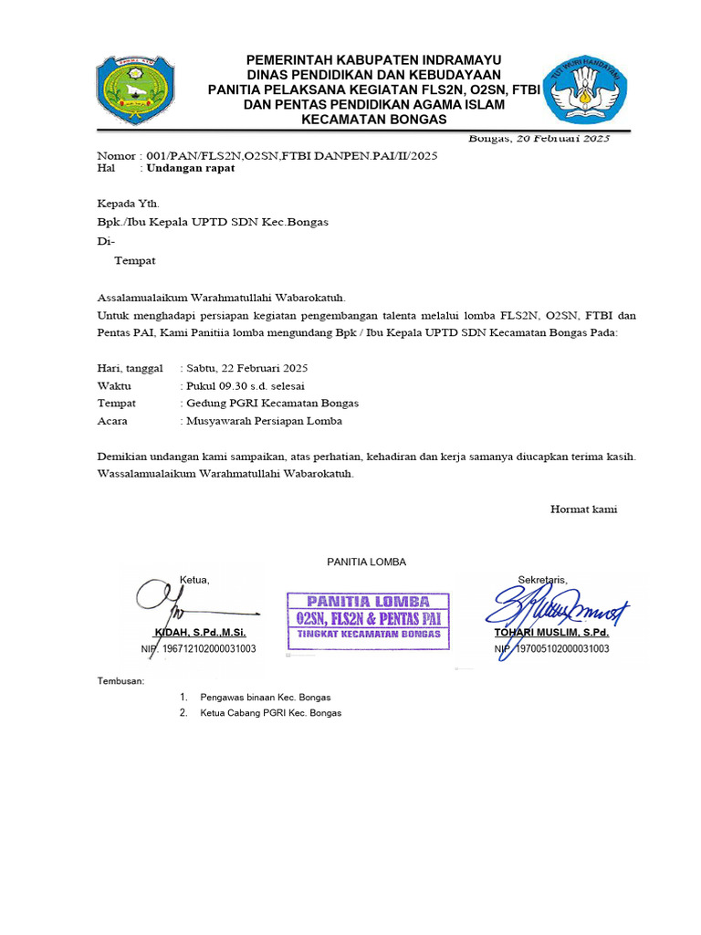 Surat Undangan Lomba FLS2N | PDF