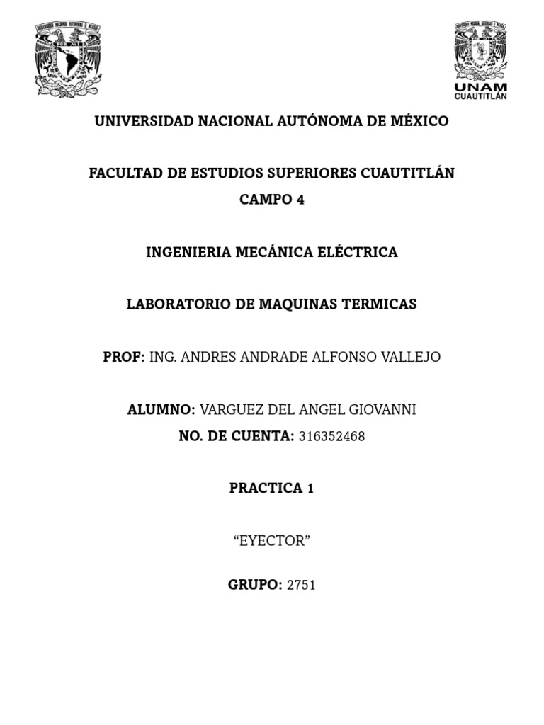 Practica Eyector | PDF | Bomba | Máquina de vapor