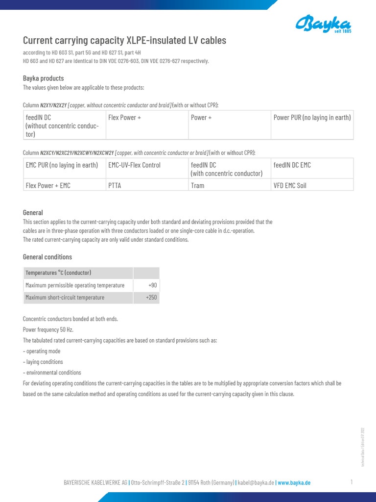 Current Capacity of LV XLPE Cables | PDF | Electrical Equipment ...
