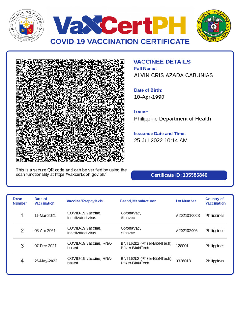 COVID-19 Vaccination Certificate Details | PDF