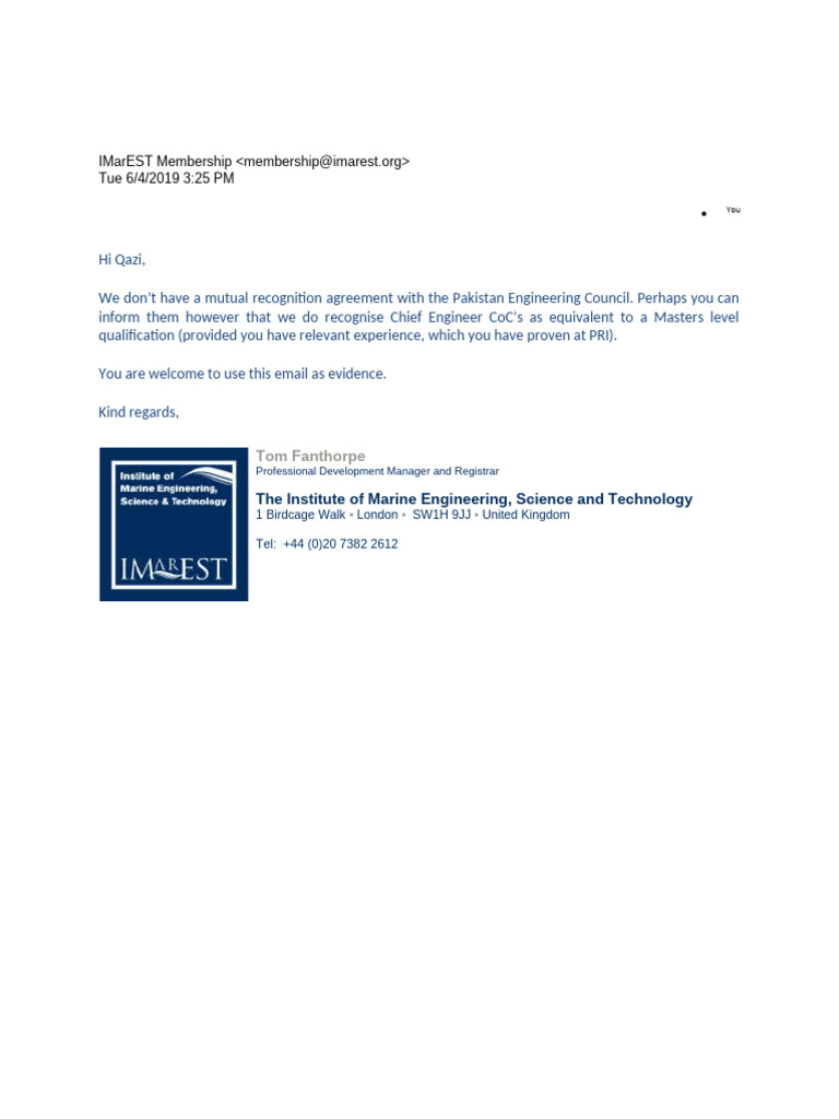 Master in Engineering - Equivalent To MSC Degree England | PDF