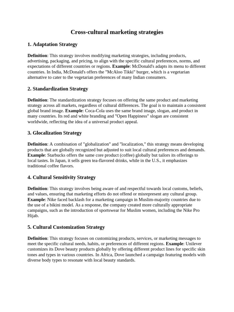 Cross Cultural Strategies | PDF