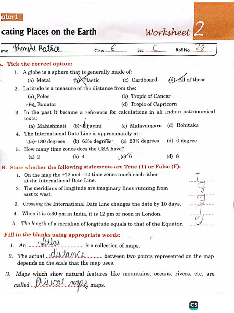 Class 6 Sst Ncert Worksheet2 Solutions | PDF