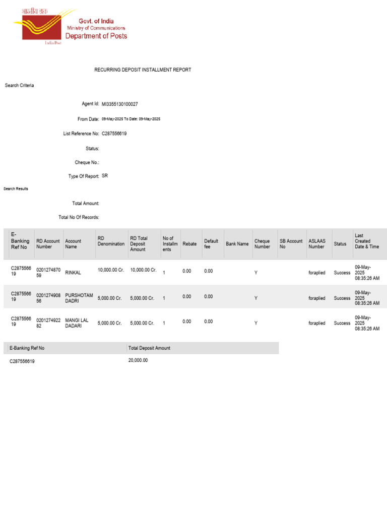 Recurring Deposit Installment Summary | PDF | Financial Services | Banking