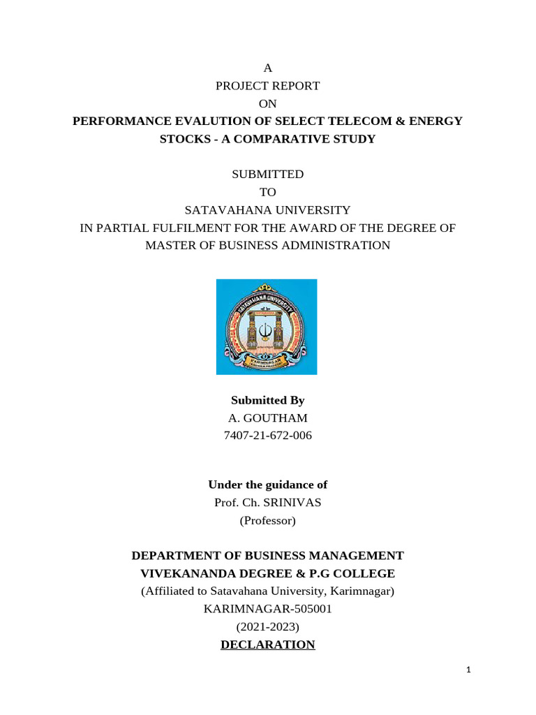 006-GOUTHAM-MBA Project | PDF | Financial Risk