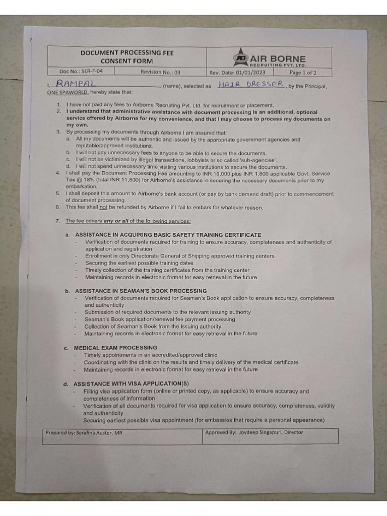 Airborn Concent Form | PDF