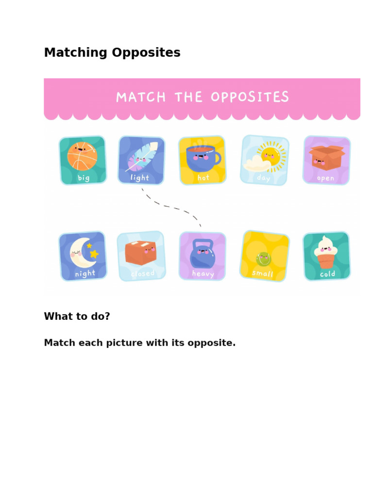 Matching Opposites VI Eng Literacy Puzzle | PDF