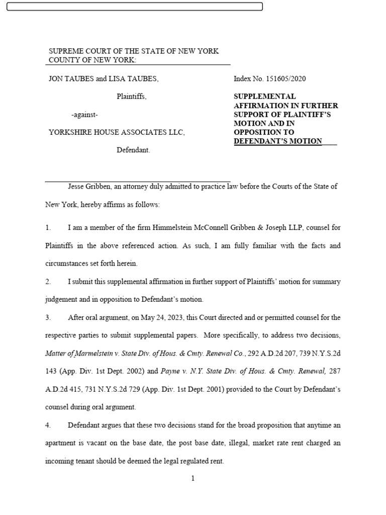 2020 Jon Taubes Et Al V Jon Taubes Et Al AFFIDAVIT OR AFFIRM 67 | PDF ...