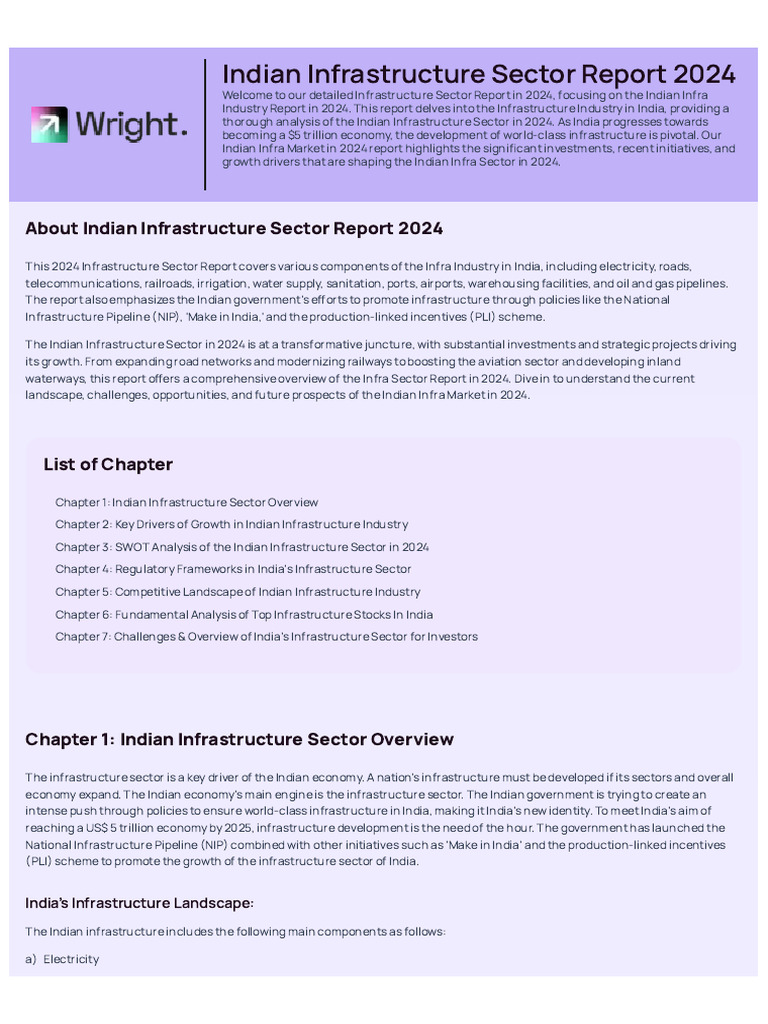 Indian Infrastructure Sector Report 2024 | PDF | Infrastructure ...