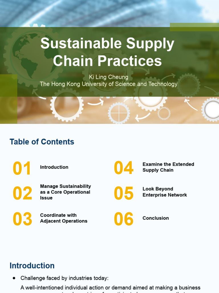 ISOM3770 Sustainable Supply Chain Practices | PDF | Sustainability | Supply Chain