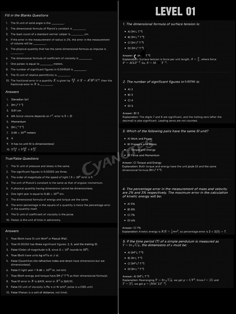 Units - Measurement Questions Practice | PDF