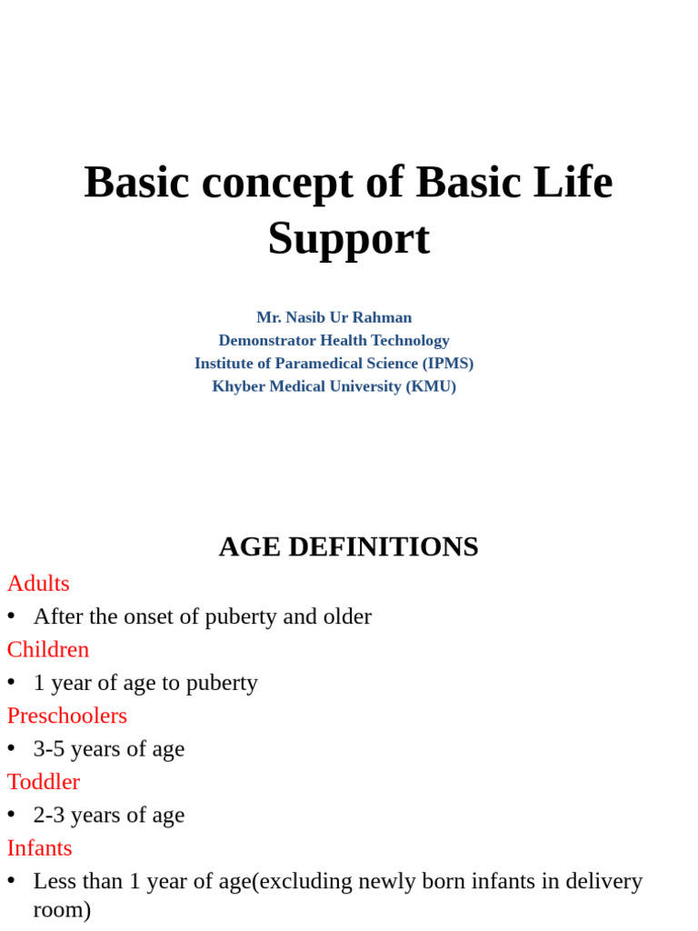 Lecture-3 Basic Concept of BLS | PDF | Cardiopulmonary Resuscitation | Cardiac Arrest