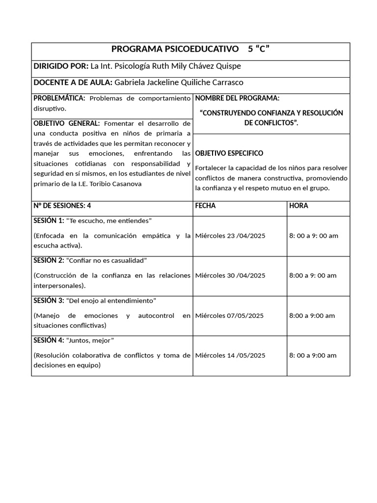 Programa Psicoeducativo 5 | PDF