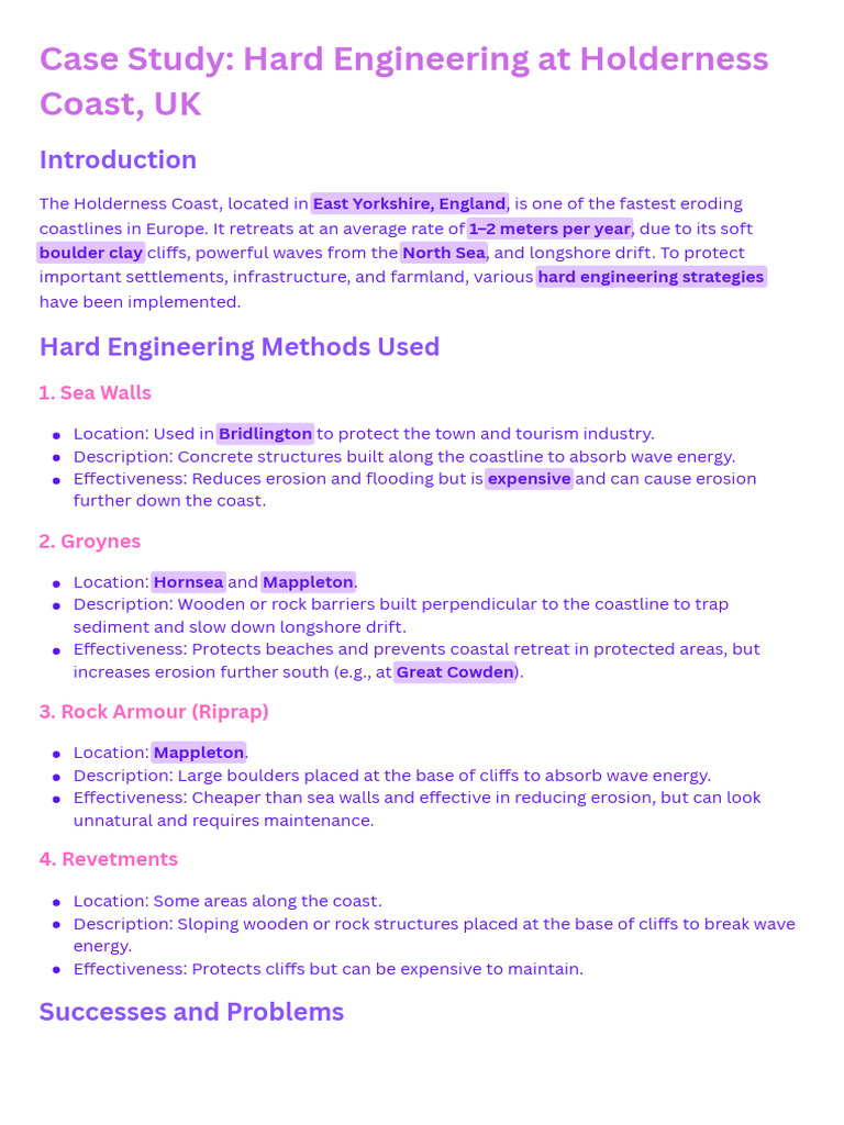 Case Study Hard Engineering at Holderness Coast, UK-fifi | PDF