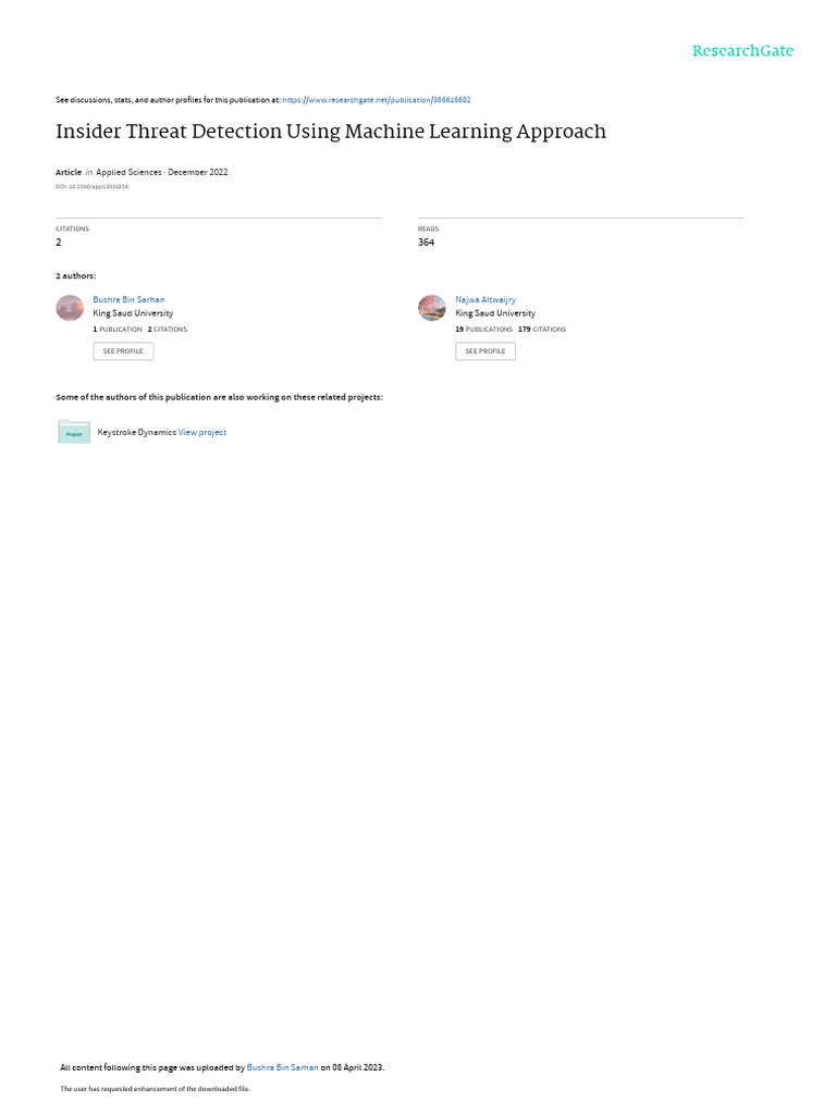 Insider Threat Detection Using Machine Learning Approach: Applied ...