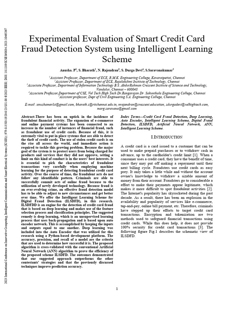 Experimental Evaluation of Smart Credit Card Fraud Detection System Using Intelligent Learning ...