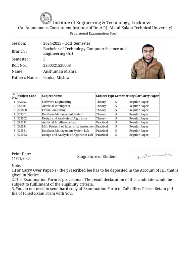 Examform 3 Rdyear | PDF