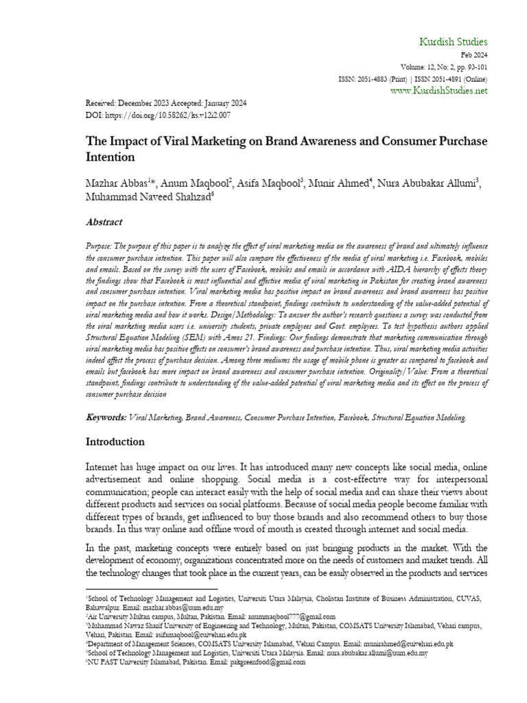Viral Marketing's Impact on Brand Awareness | PDF | Social Media ...
