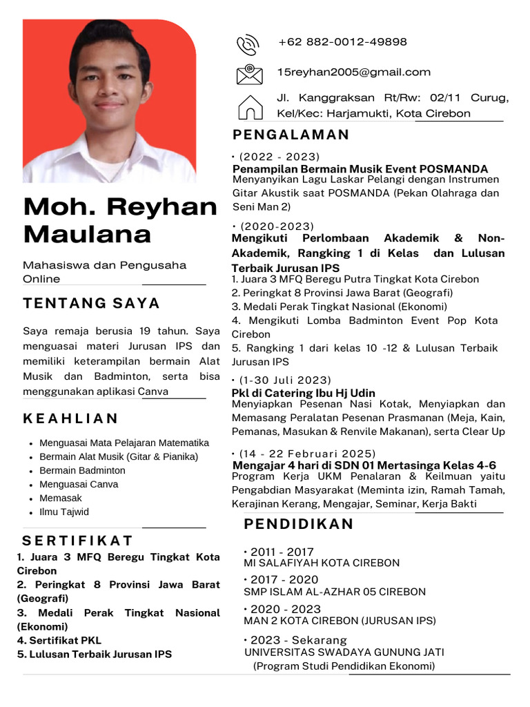 CV Moh Reyhan Maulana - 20250511 - 134206 - 0000 | PDF
