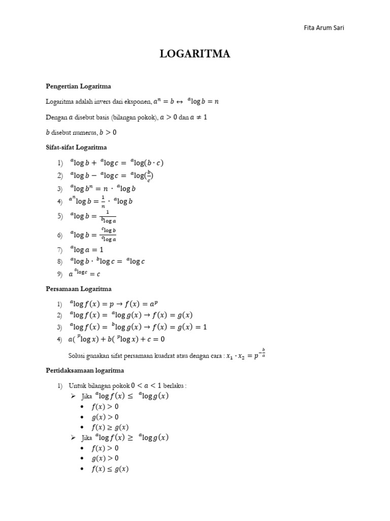 Soal Logaritma SMA | PDF