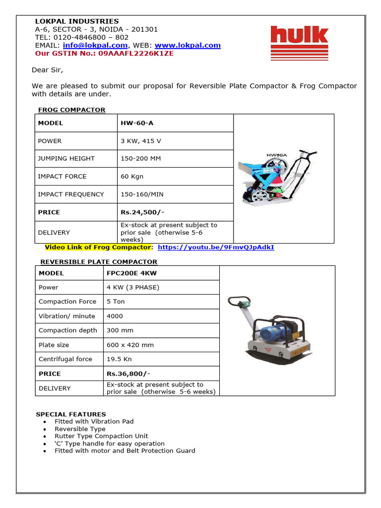 Plate Compactor Final - Quotation | PDF | Insurance