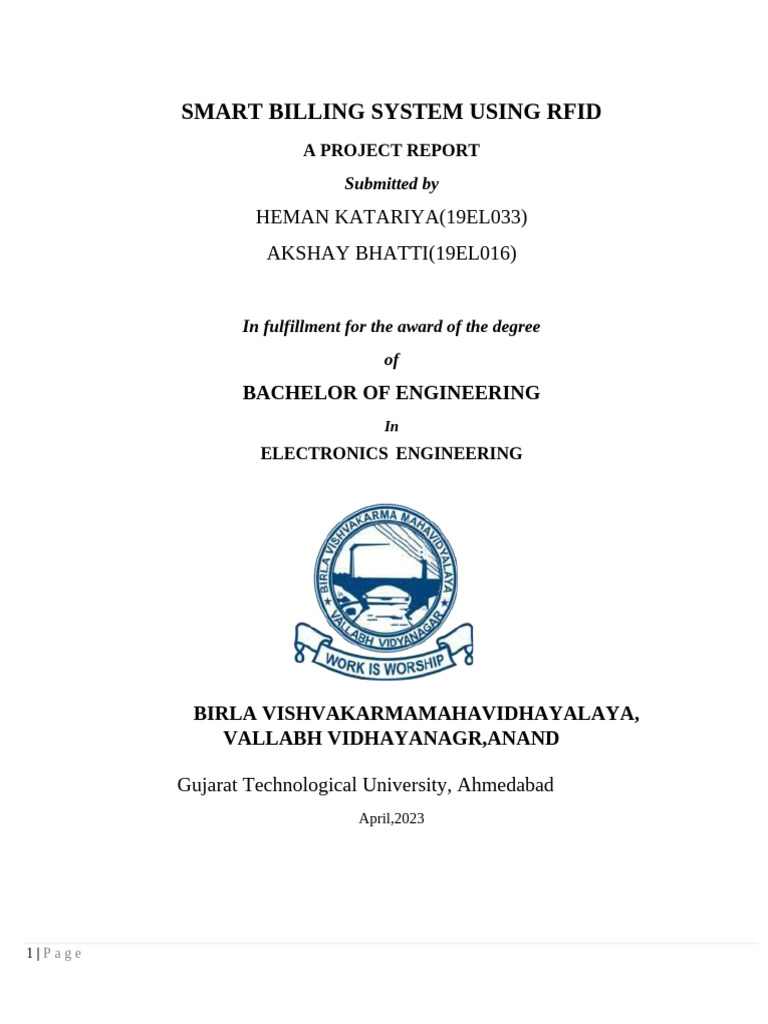 SMART BILLING SYSTEM USING RFID | PDF | Radio Frequency Identification ...