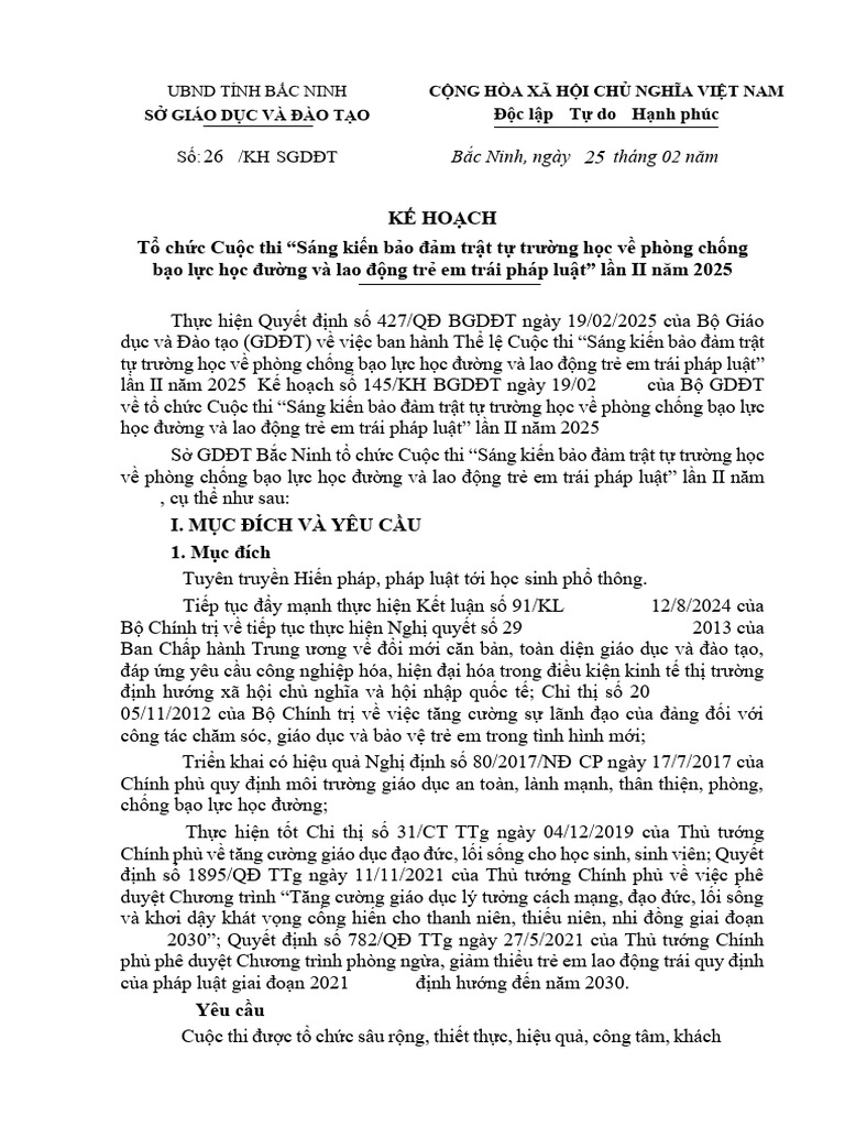 Ke Hoach To Chuc Cuoc Thi Sang Kien Bao Dam Trat Tu Truong Hoc Ve Phong Ngua Bao Luc Hoc Duong ...