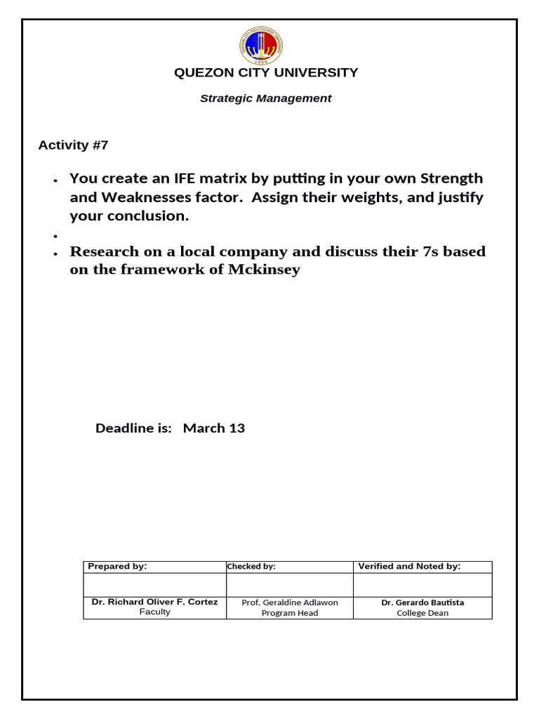 Activity #7-STRAMA (IFE and McKinsey) | PDF