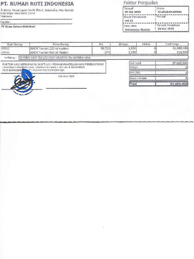 PT Kiran Ishara Distribusi - Maklon April 2025 | PDF