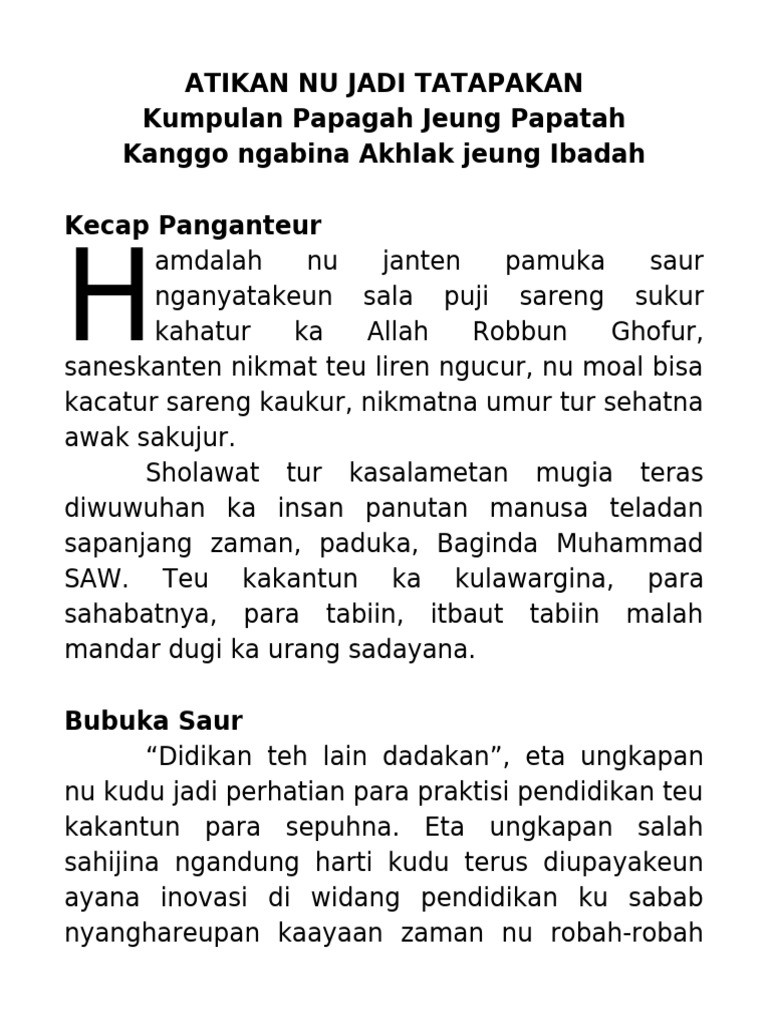 Atikan Nu Jadi Tatapakan | PDF