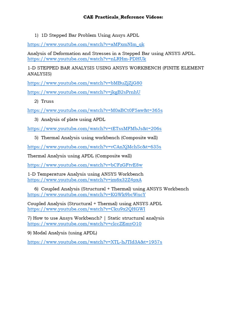 Ansys - CAE - Some Useful Videos-1 | PDF