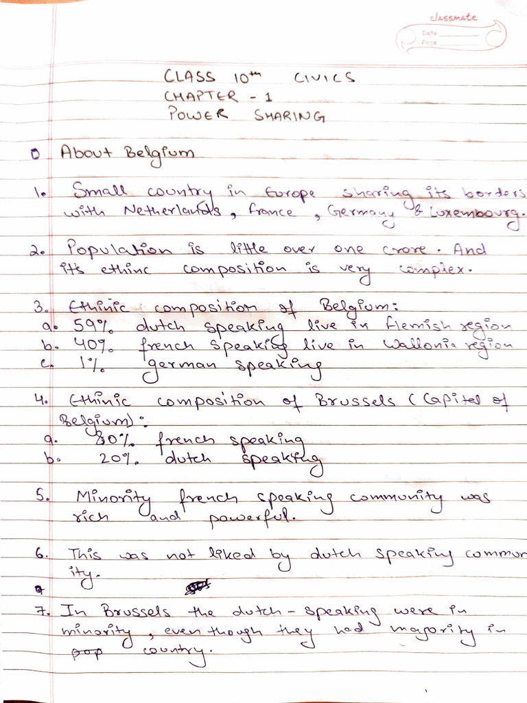 CH-1 CLASS 10 NOTES CIVICS (Handwritten Notes) | PDF