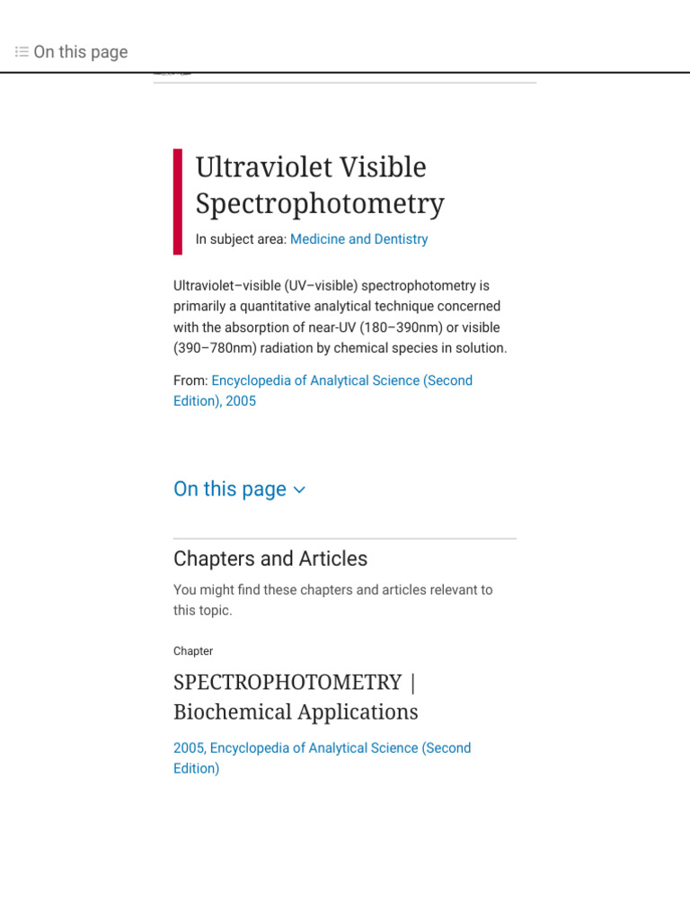 Ultraviolet Visible Spectrophotometry - An Overview - ScienceDirect ...