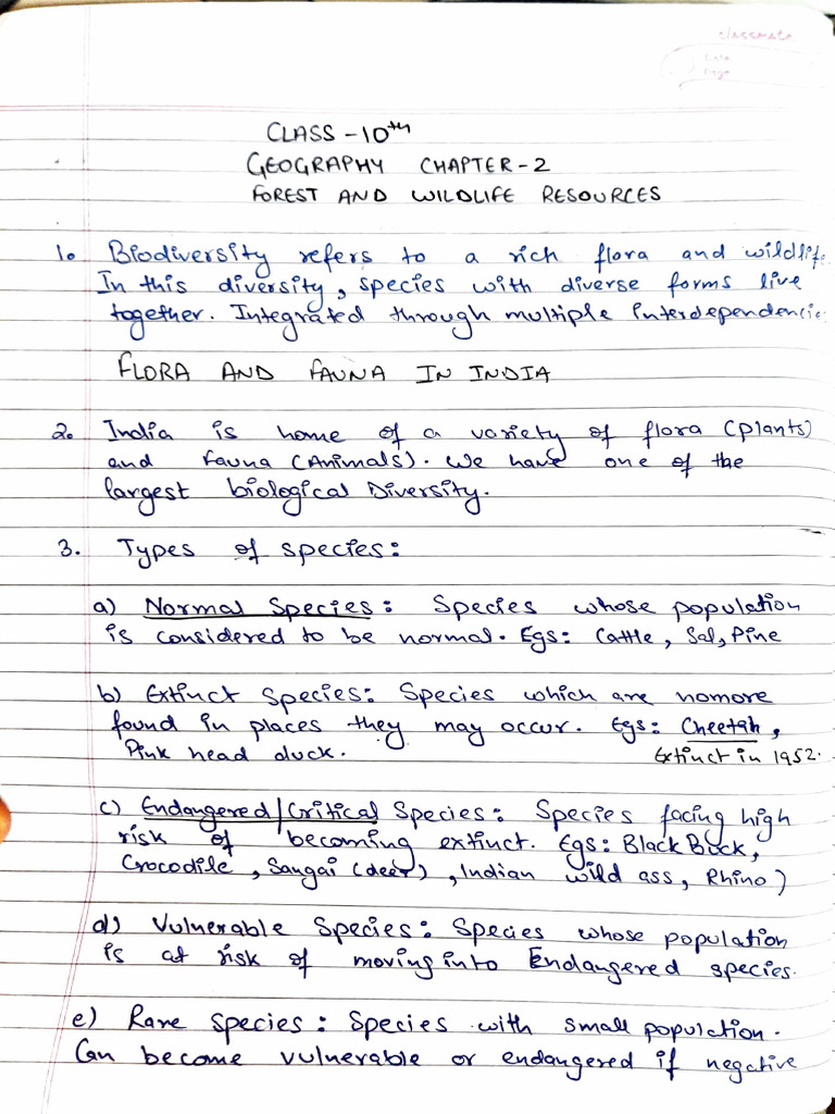 CLASS 10 NOTES OF GEOGRAPHY CH-1 (Handwritten Notes) | PDF
