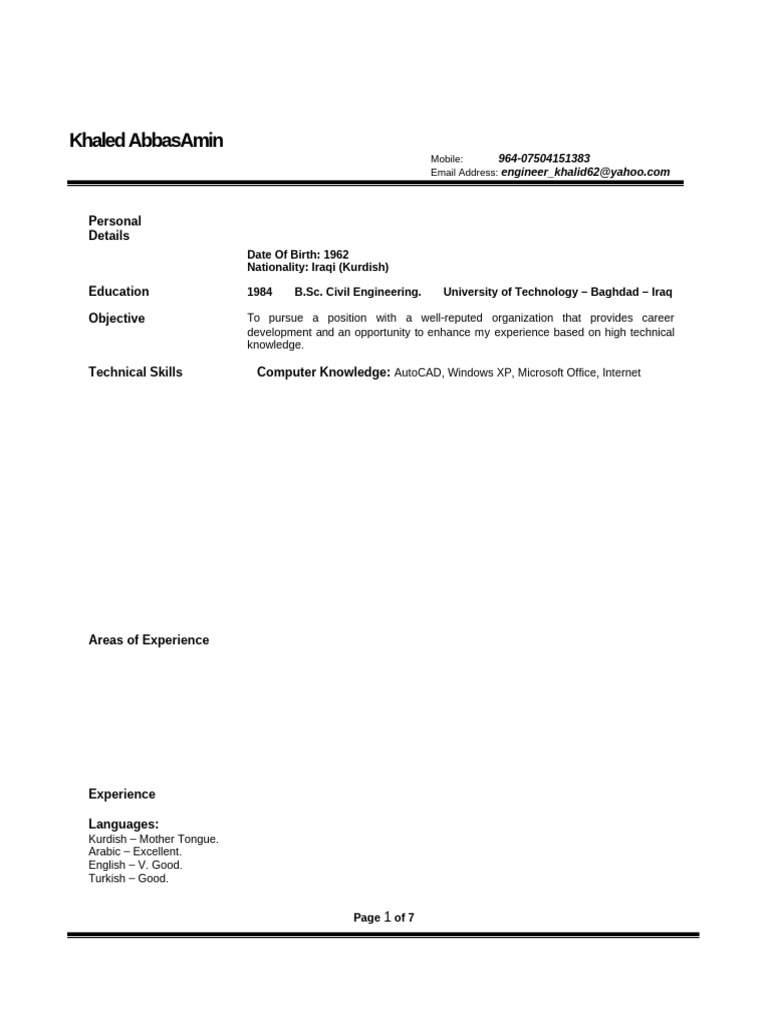 Khaled CV-converted Modified | PDF | Iraq | Iraqi Kurdistan