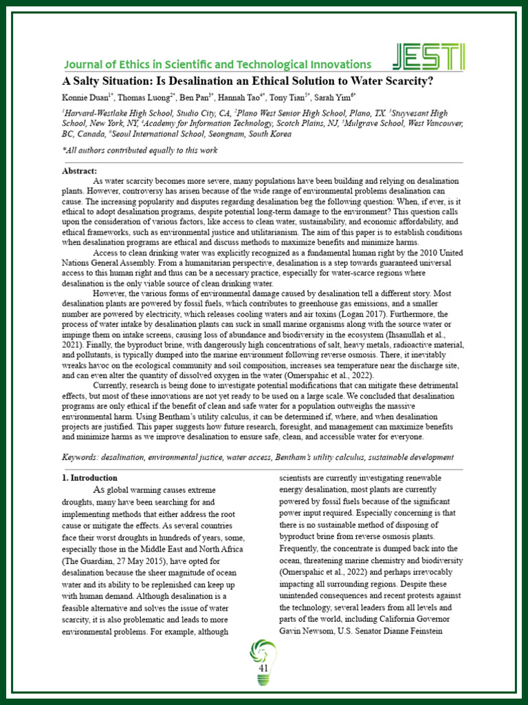 Ethical Questions | PDF | Desalination | Water