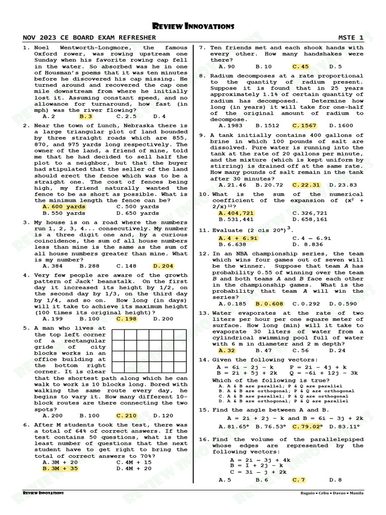 Mste 1-20 | PDF | Circle | Odds