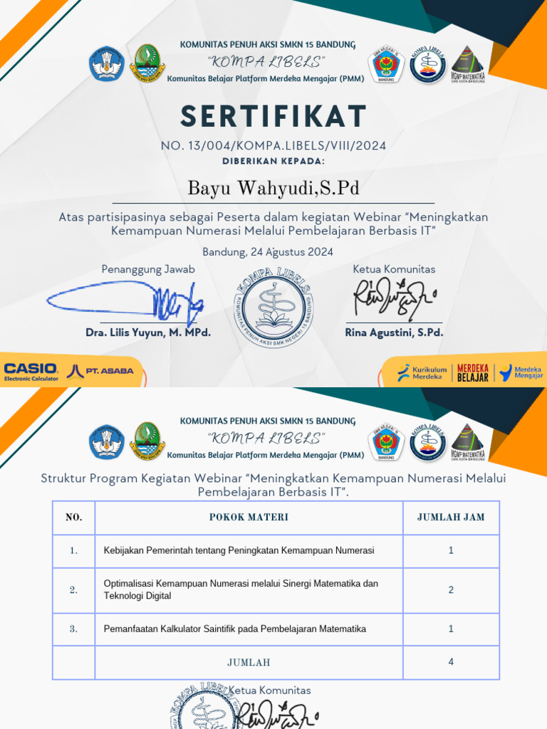 SERTIFIKAT A.N Bayu Wahyudi, S.PD | PDF