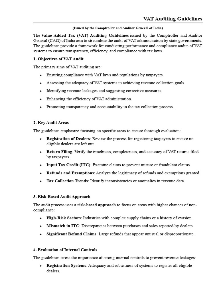VAT Auditing Guidelines by CAG of India | PDF | Audit | Value Added Tax