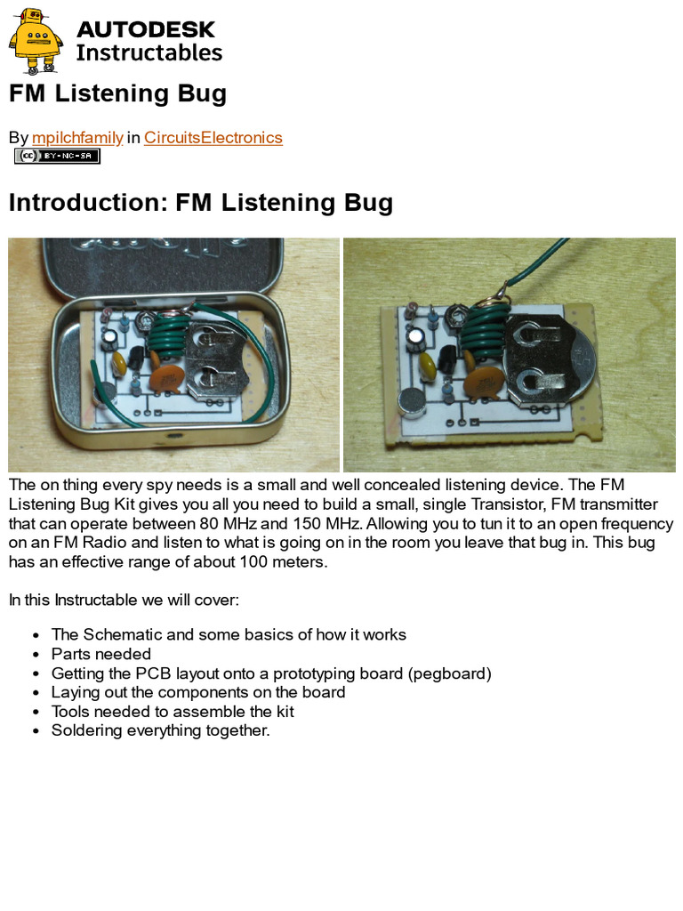 FM Listening Bug - 12 Steps (With Picturess) - Instructables | PDF ...