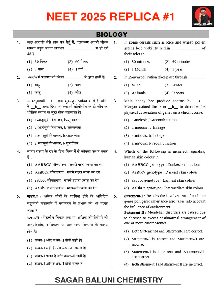 Neet 2025 (Replica 1) | PDF