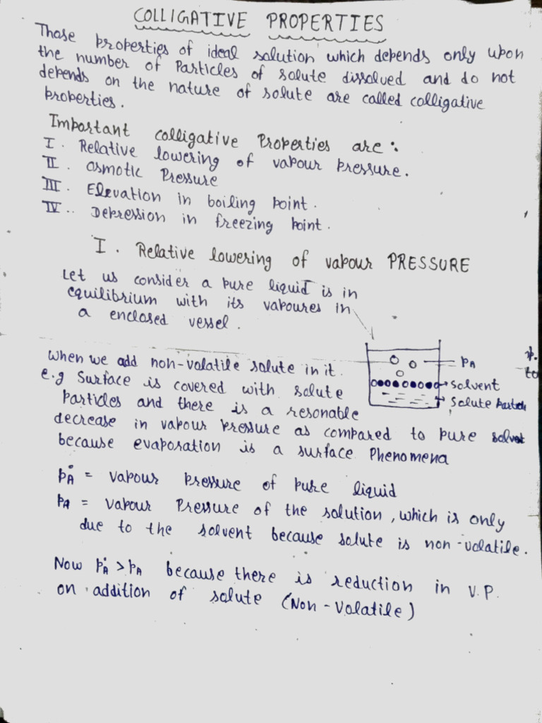Colligative Properties Class 12 | PDF