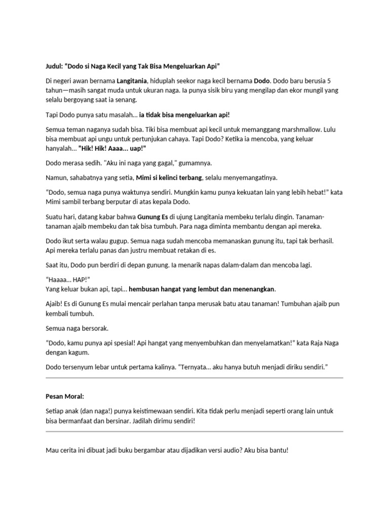 Dodo: Naga Kecil Tanpa Api | PDF