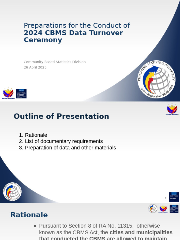 2024 CBMS Data Turnover Ceremony Guide | PDF | Databases | Data