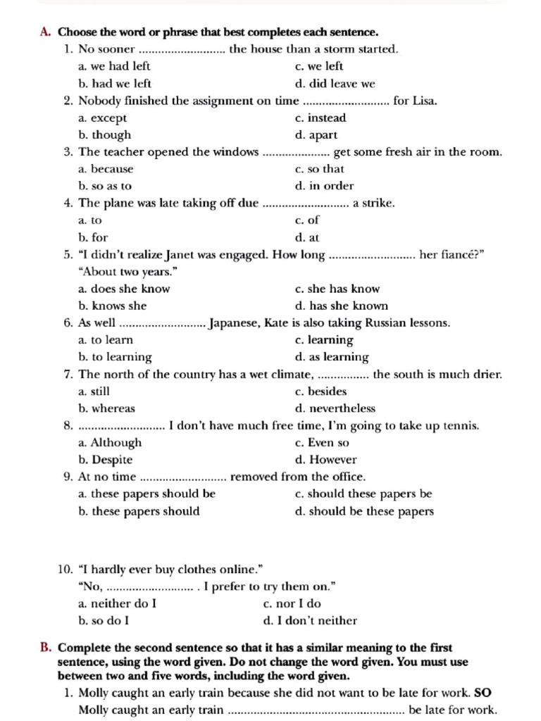 Sentence Completion Practice Exercises | PDF | Linguistics | Grammar